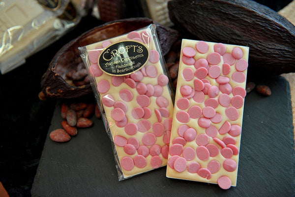 White Strawberry Button Bar - Crofts Chocolates
